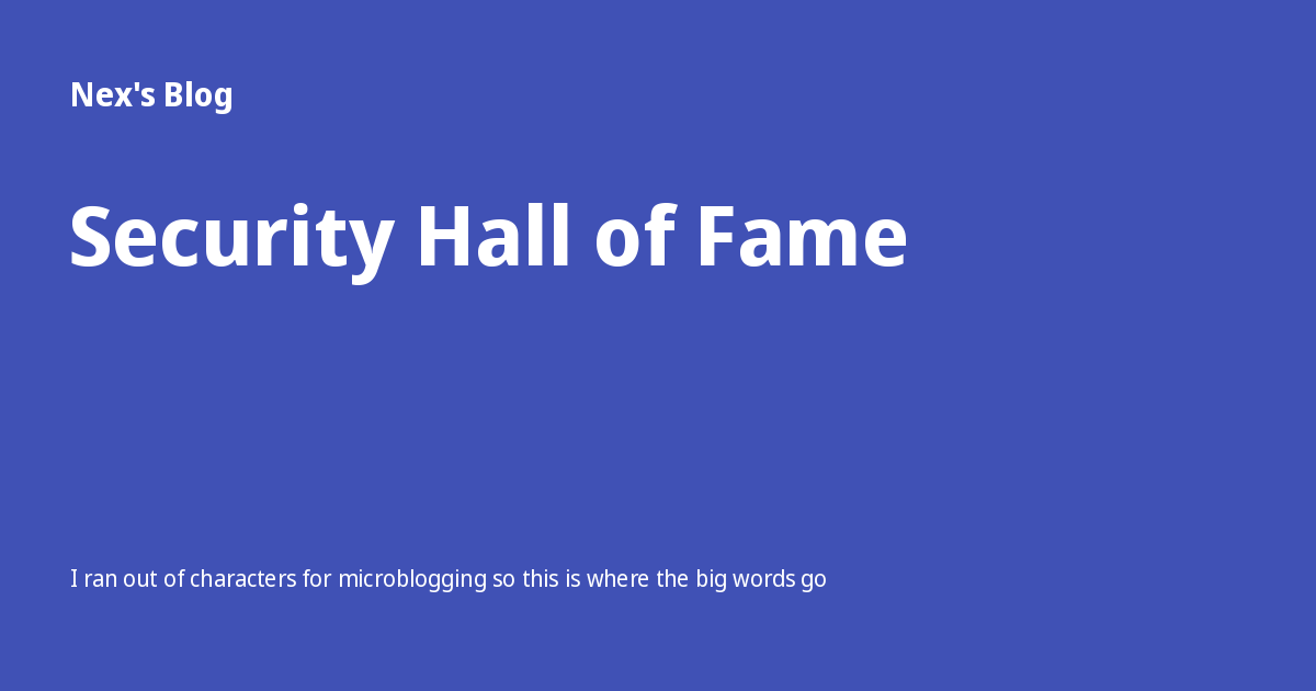 Security Hall of Fame - Nex's Blog